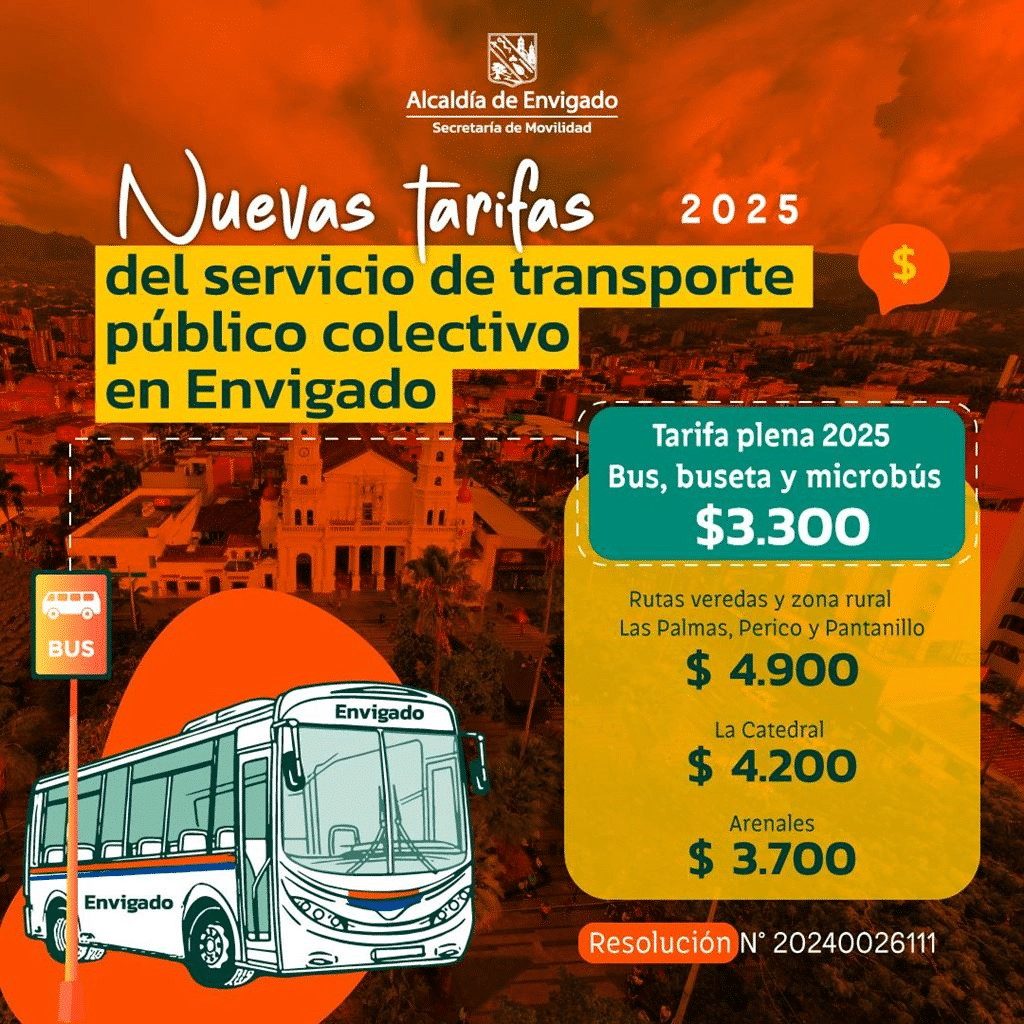 Envigado actualiza tarifas del transporte público
